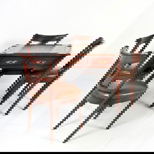 80: Decorative Wood Card Table with Four Chairs