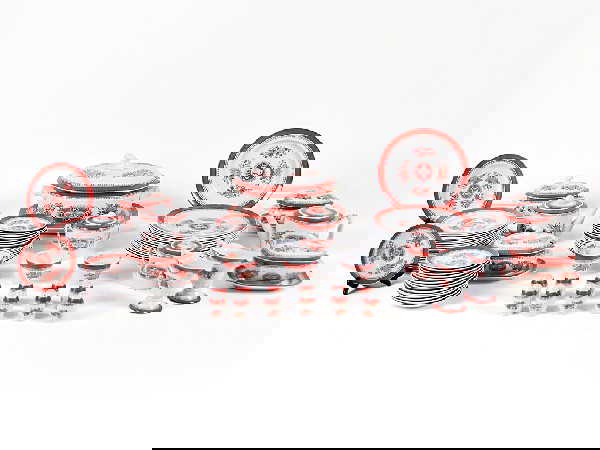 33: A GROUP OF RED SPODE CHINA Spode Fitzhugh, England,