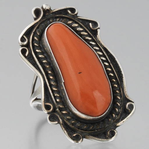 Native American Sterling Silver and Coral Trade Ring (#1168) on Oct 29 ...