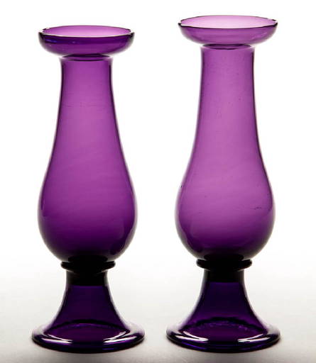 Free Blown Pair Of Hyacinth Vases / Glasses