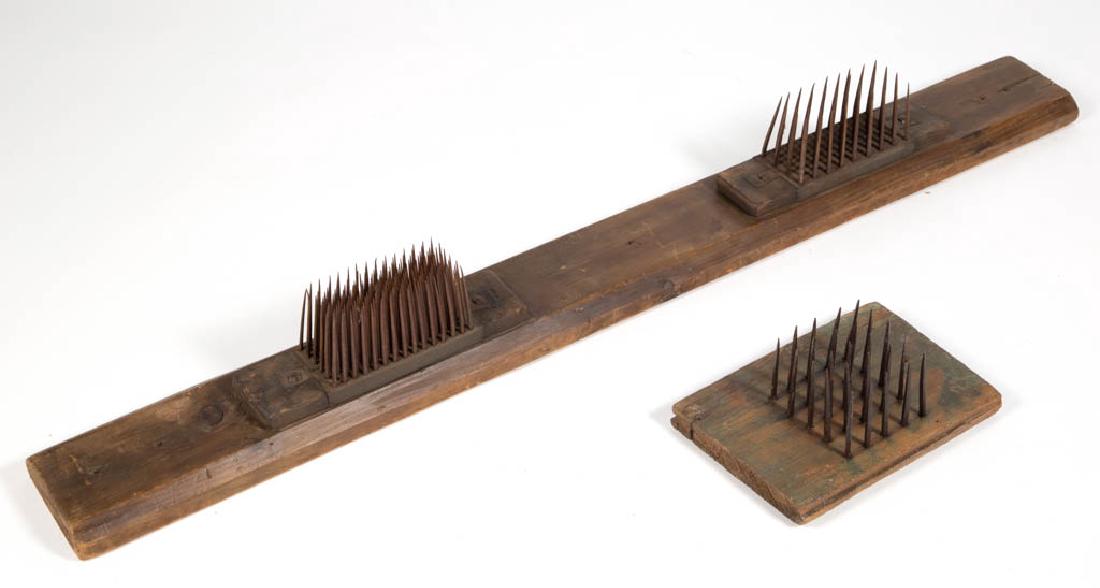 AMERICAN FLAX HACKLES / HATCHELS, LOT OF TWO