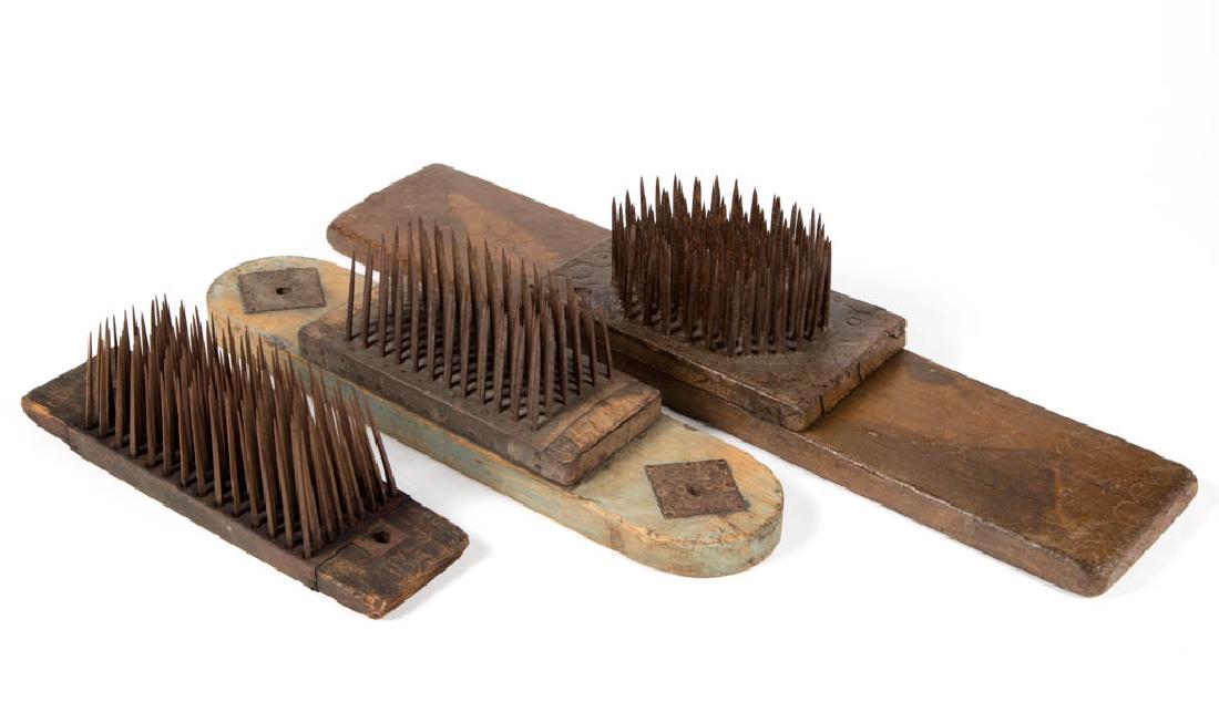 AMERICAN FLAX HACKLES / HATCHELS, LOT OF THREE