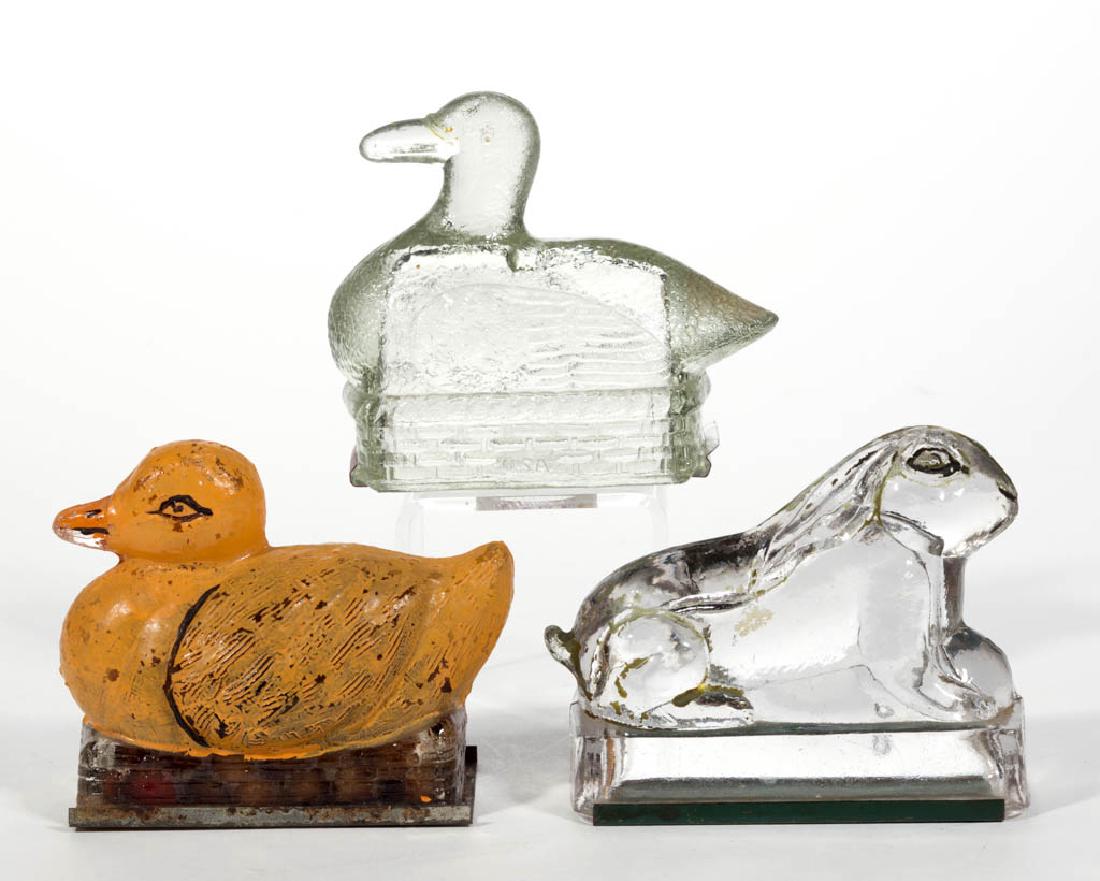 ASSORTED FIGURAL ANIMAL GLASS CANDY CONTAINERS, LOT OF