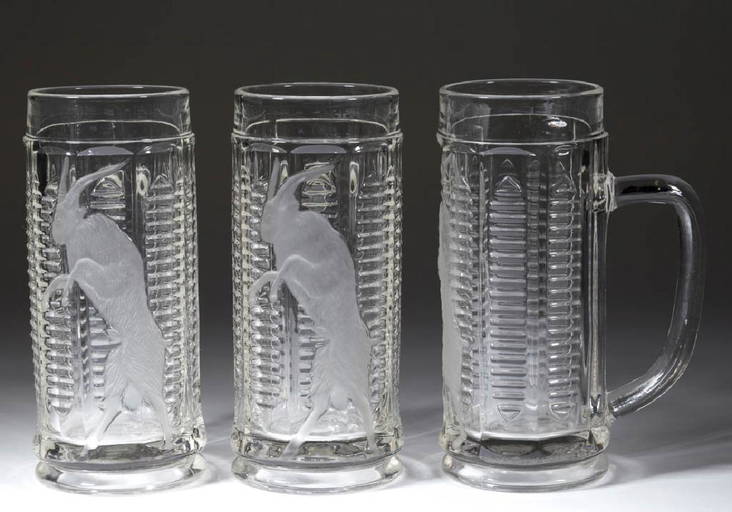 Frosted Goat Large Mugs, Lot Of Three