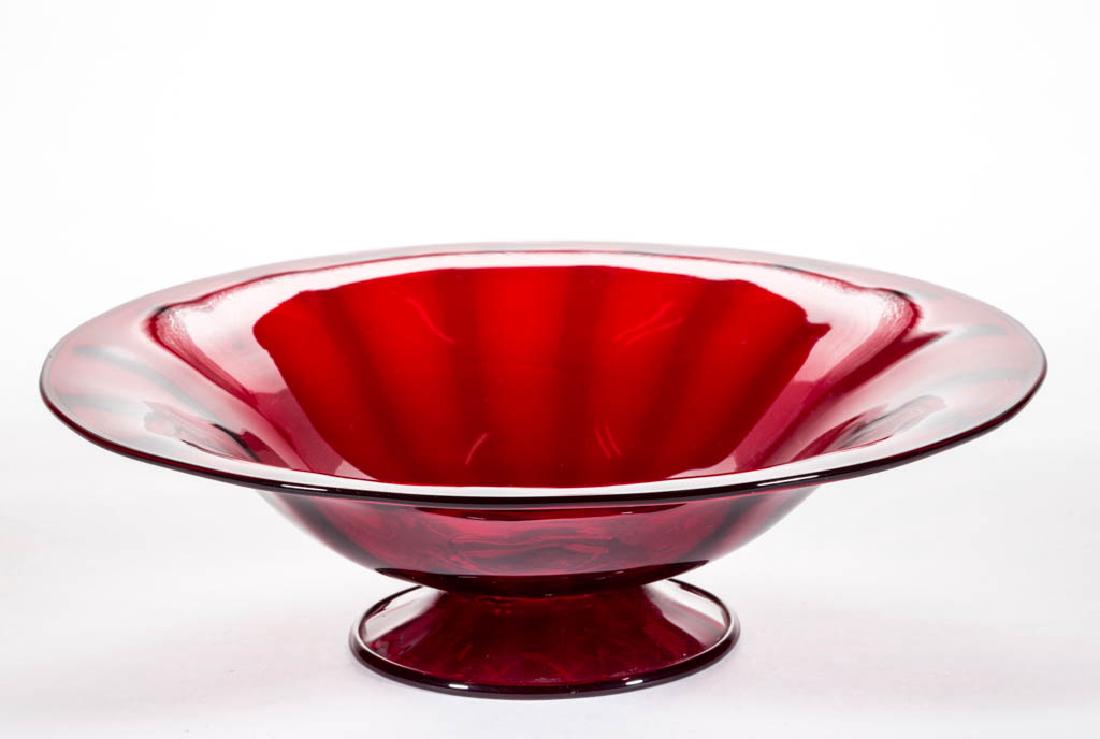 STEUBEN SELENIUM RED ART GLASS CENTERPIECE BOWL