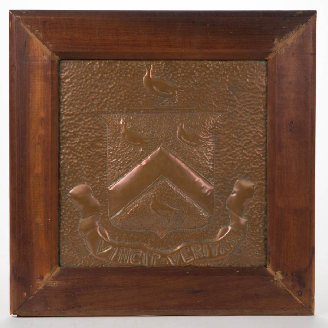 PRATT FAMILY EMBOSSED COPPER CREST / COAT OF ARMS