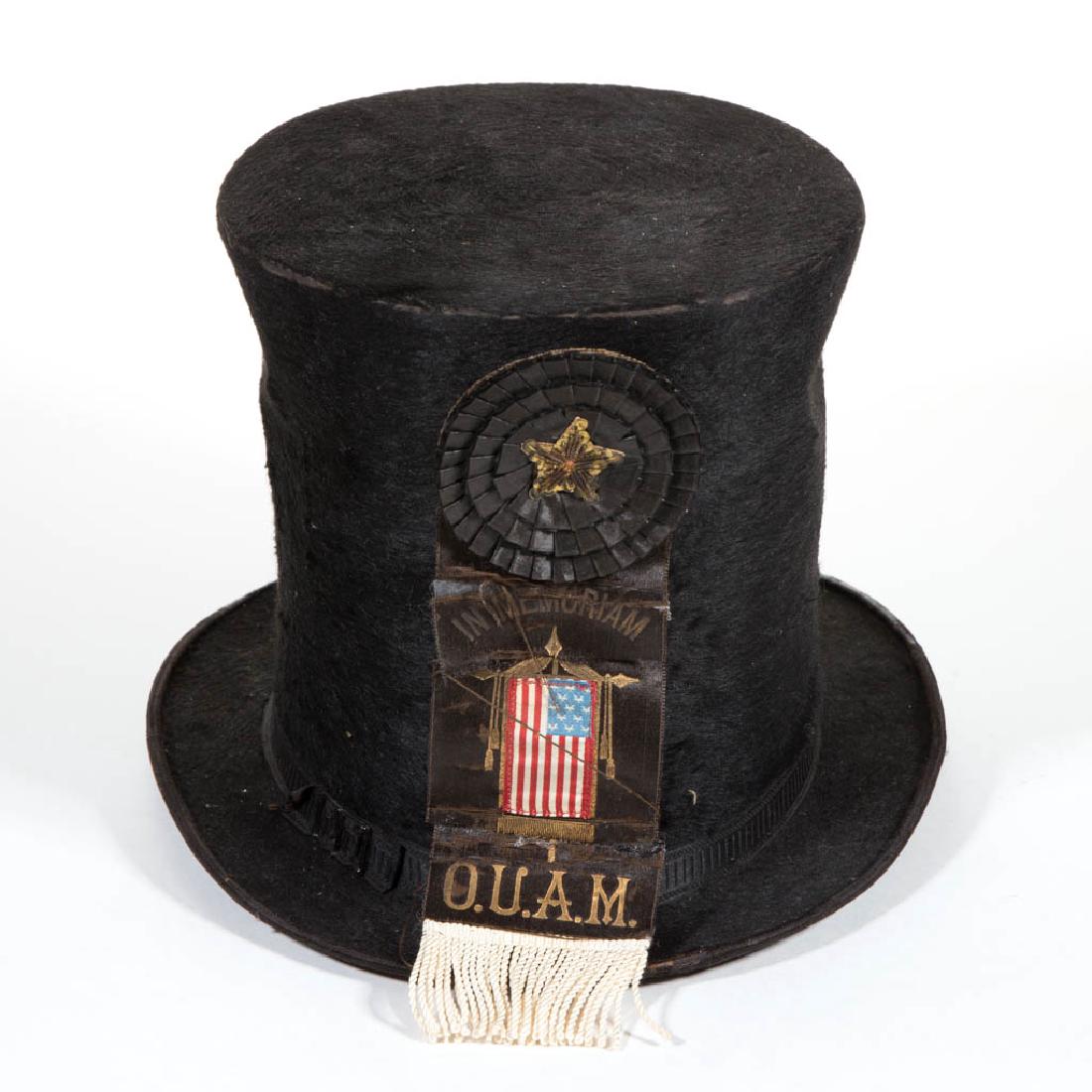 Fraternal Order Mourning Cockade / Ribbon And Top Hat