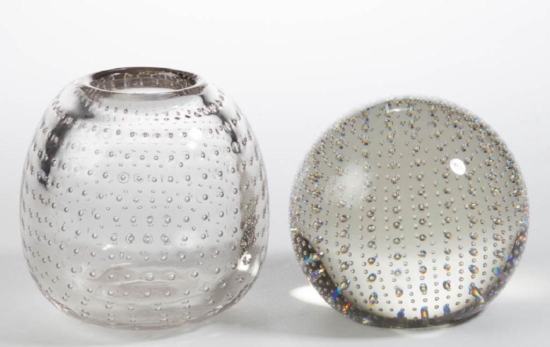DURAND CONTROLLED BUBBLE ART GLASS ARTICLES, LOT OF TWO