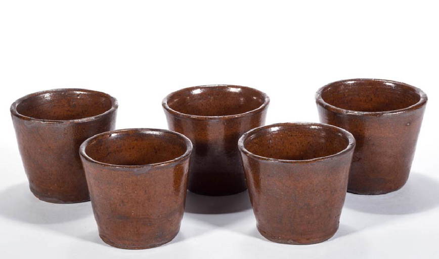 Mid Atlantic Earthenware / Redware Handless Cups