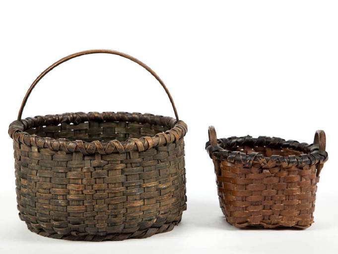 Southern Painted Stave Type Woven Splint Baskets, Lot