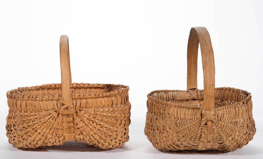 Southern Rib Type Woven Splint Baskets, Lot Of Two
