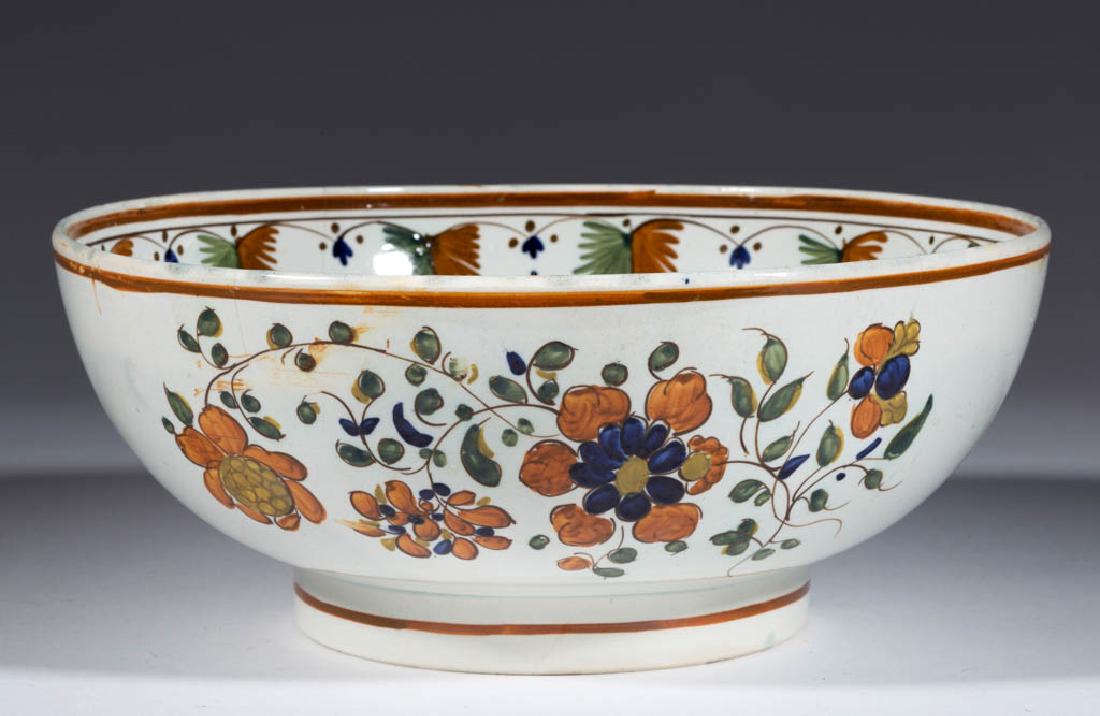 ENGLISH PEARLWARE CERAMIC PUNCH BOWL