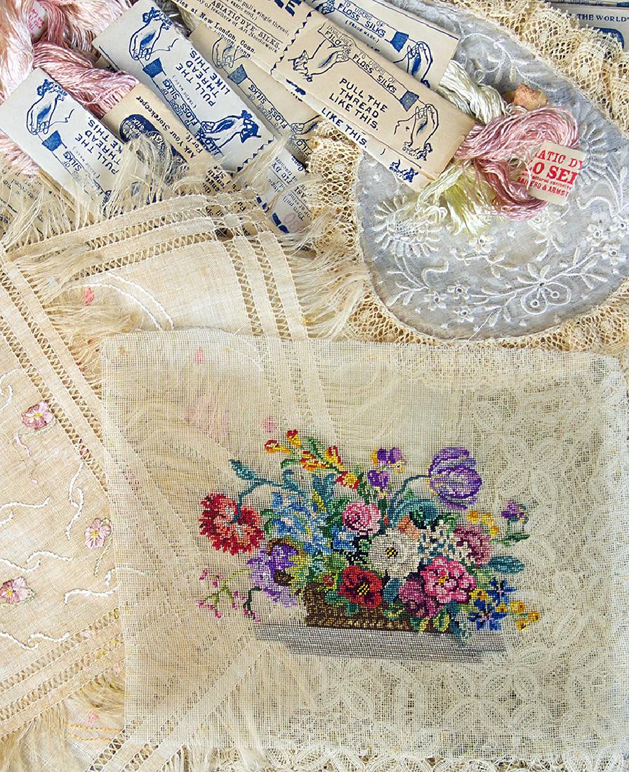 ASSORTED LACE, PETIT POINTE, AND VICTORIAN SILK