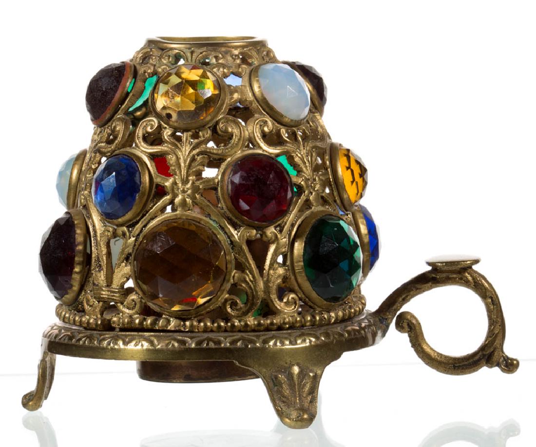 JEWELED CAST ORMOLU HAND FAIRY LAMP