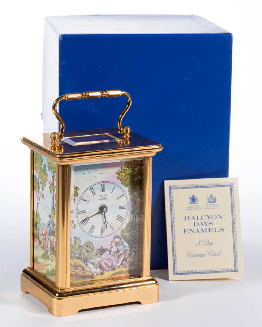 HALCYON DAYS (ENGLISH) GILT-BRASS AND ENAMEL CARRIAGE