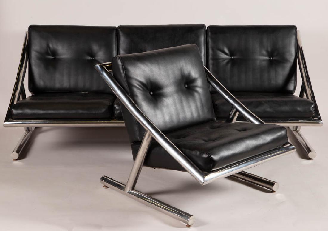 MID-CENTURY MODERN TUBULAR CHROME FRAME COUCH / SOFA