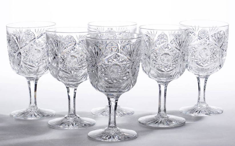 Packwood Brilliant Cut Glass Goblets, Set Of Six