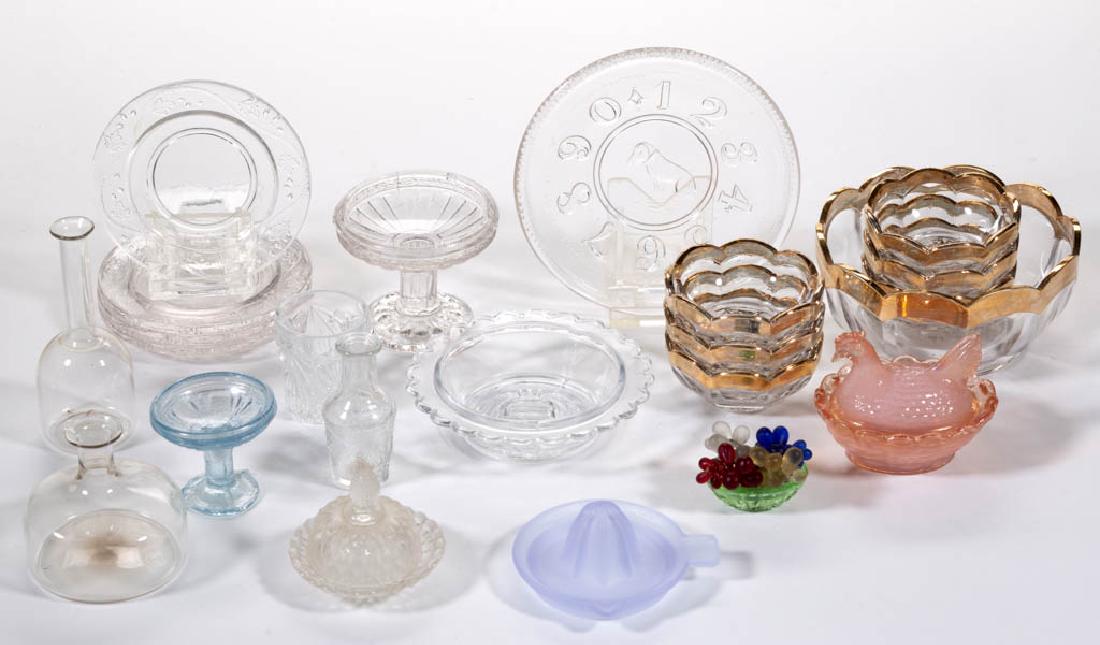 ASSORTED GLASS CHILDREN'S TOY ARTICLES, LOT OF 23