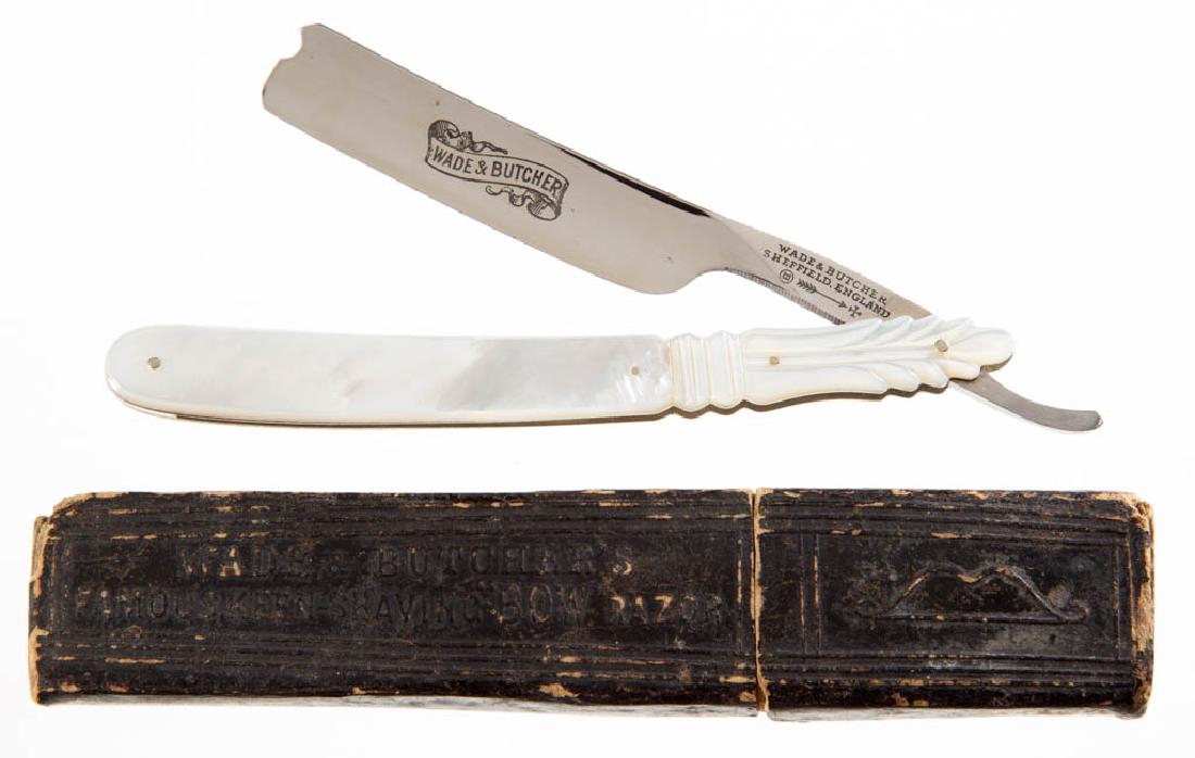 ENGLISH MOTHER-OF-PEARL-HANDLED STRAIGHT RAZOR