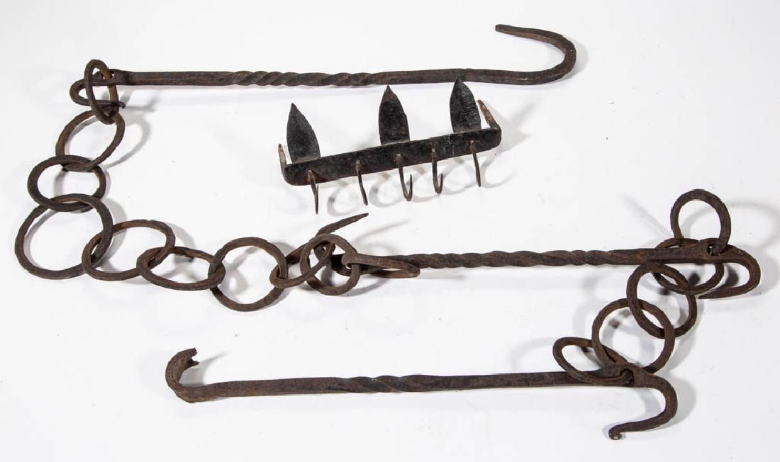 ASSORTED WROUGHT-IRON HEARTH ARTICLES, LOT OF TWO