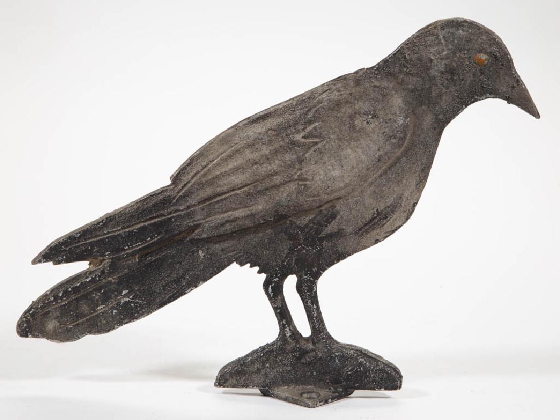 CAST ALUMINUM FIGURAL CROW DECOY / DETERRENT