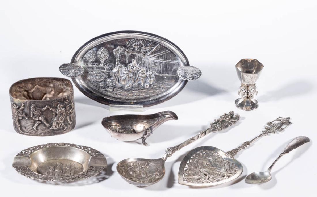 DUTCH SILVER AND SILVER-PLATED ARTICLES, LOT OF EIGHT