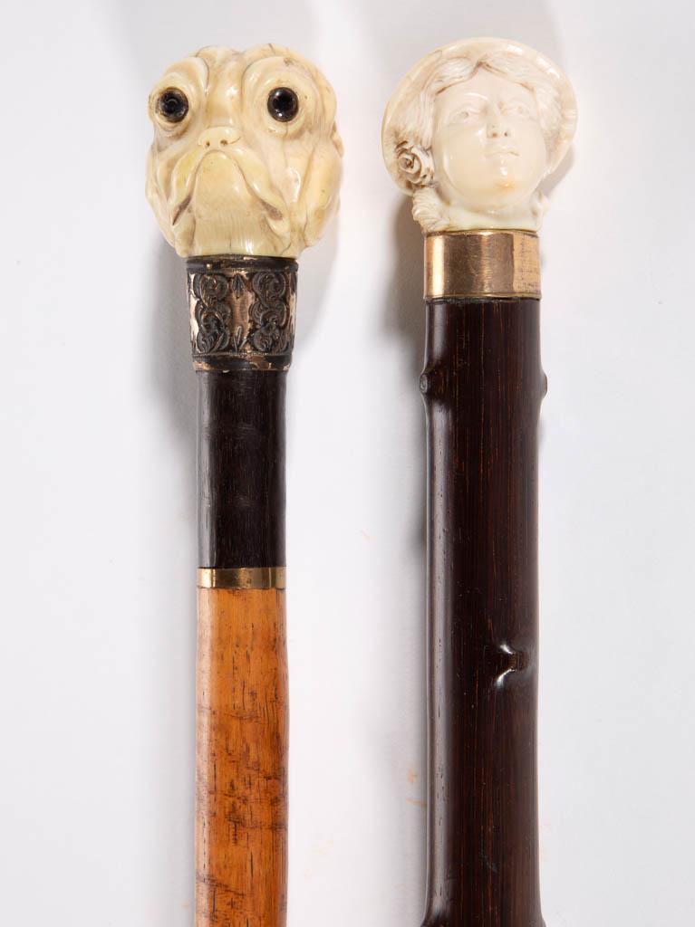 ANTIQUE FIGURAL CARVED BONE CANES / WALKING STICKS, LOT - Oct 19, 2019 ...