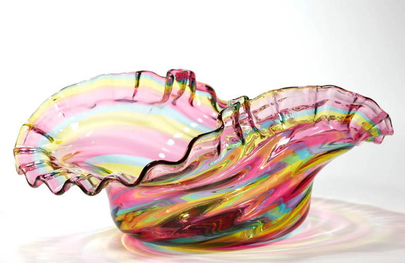Victorian Rainbow Swirl Glass Bowl