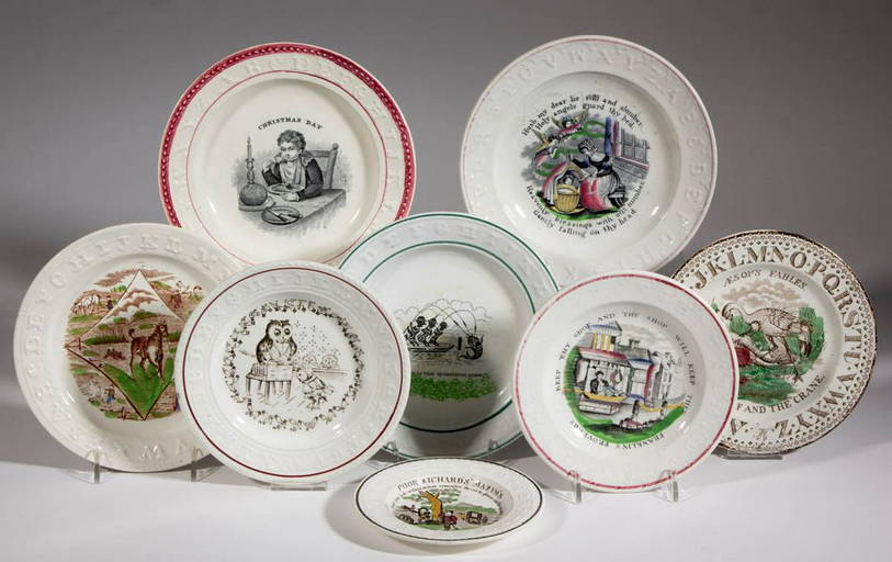 English Transfer Printed Ceramic Children's Abc Plates,