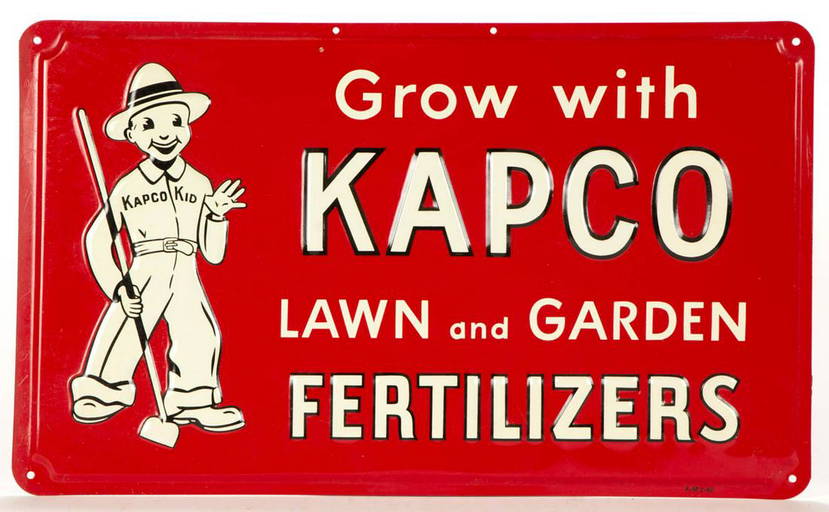 Vintage Kapco Fertilizers Embossed Tin Advertising Sign
