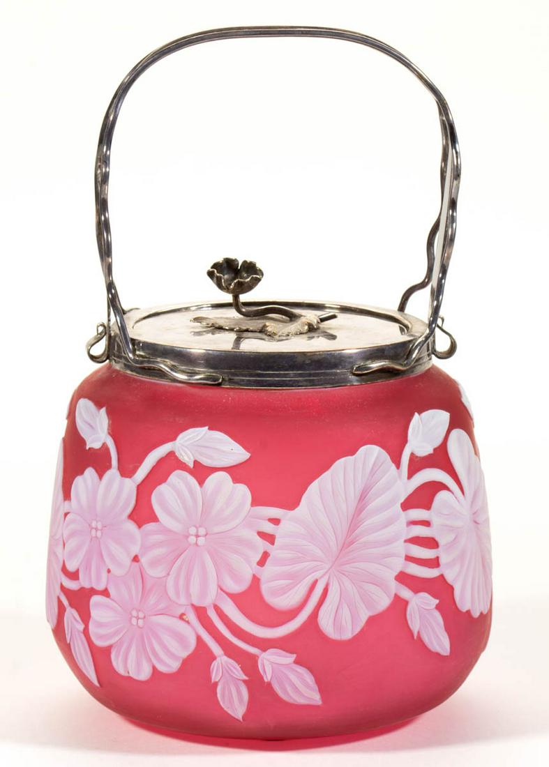 For Auction: ENGLISH CAMEO ART GLASS BISCUIT / CRACKER JAR (#0134) on ...