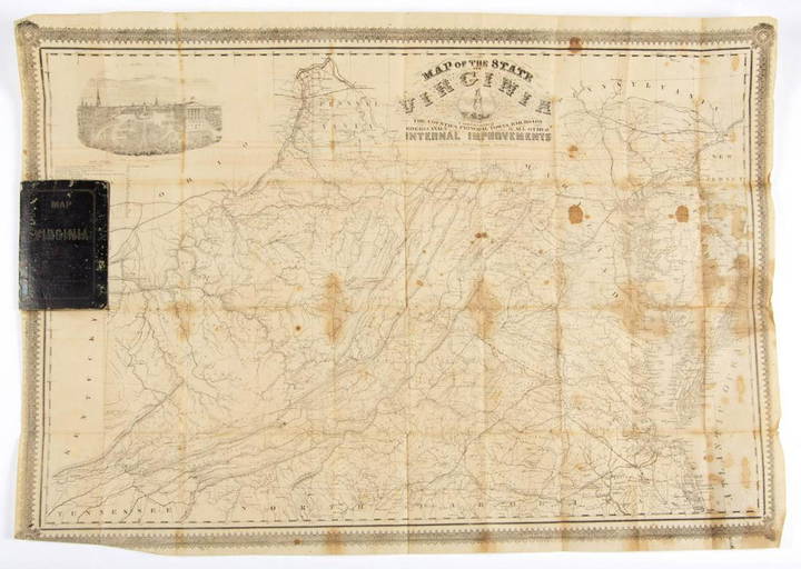 Confederate Imprint Map Of Virginia In Original State