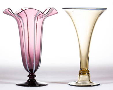 Steuben Attributed Art Glass Vases, Lot Of Two