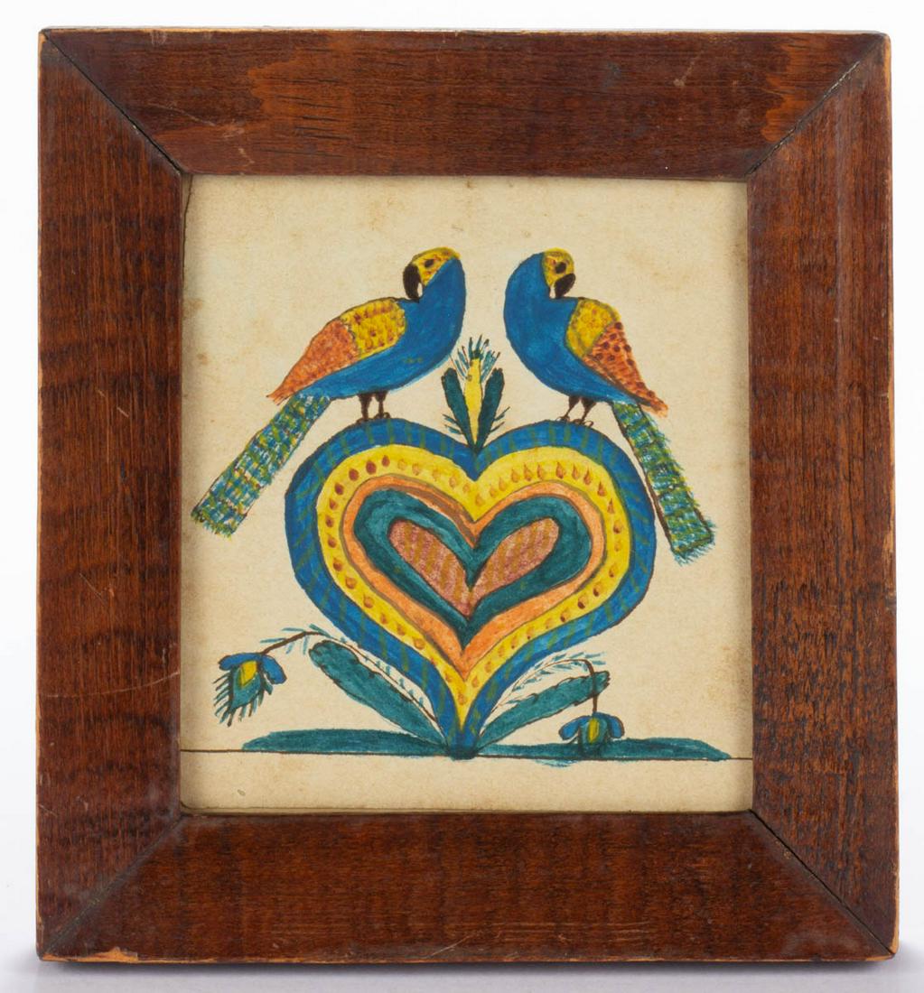 Pennsylvania Folk Art Fraktur Drawing / Reward Of Merit