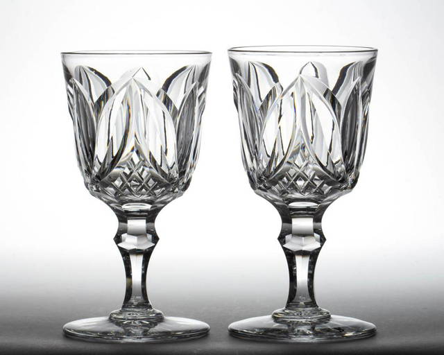 Tulip With Sawtooth Cut Pair Of Goblets