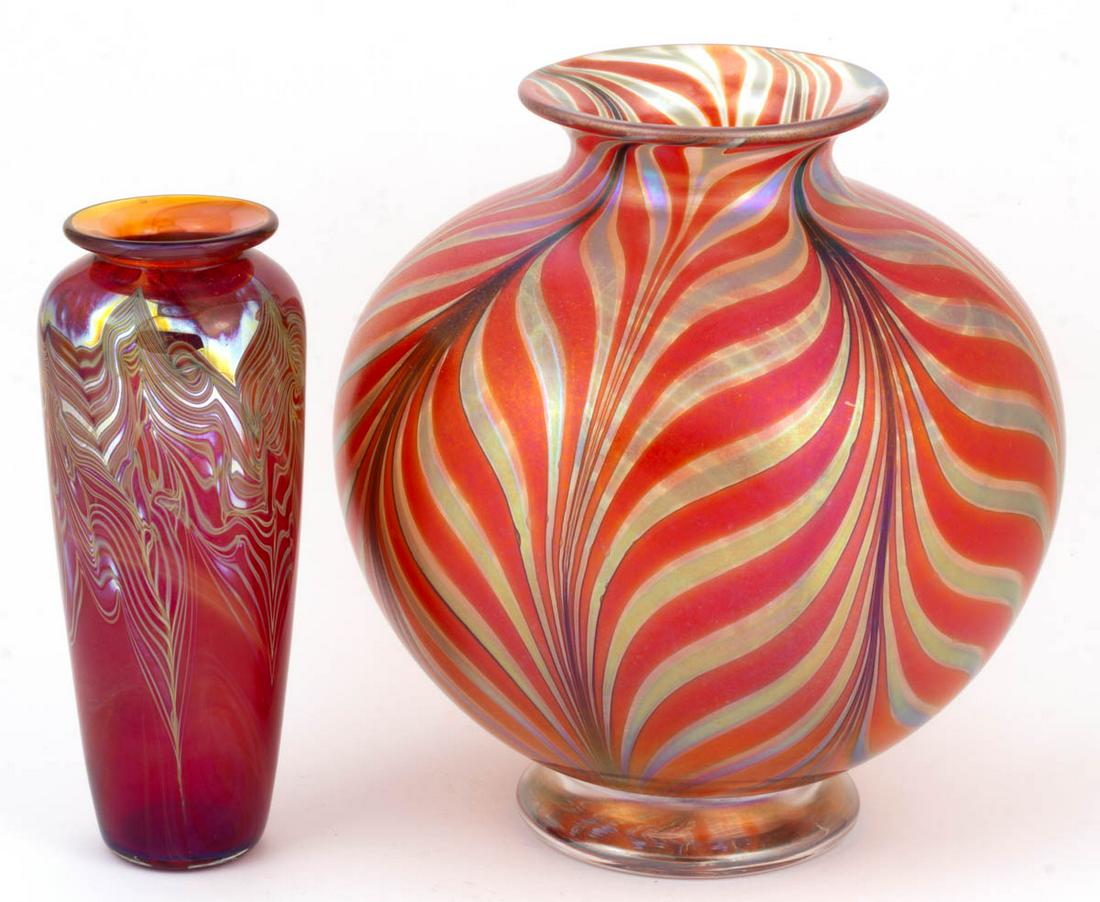 Vandermark Pulled Feather Iridescent Studio Art Glass