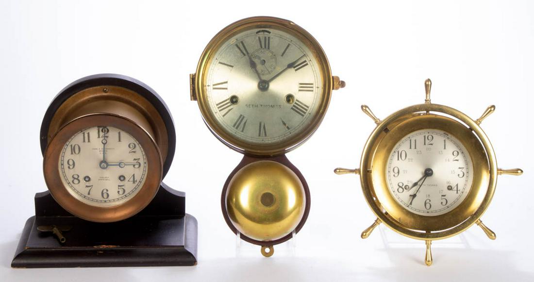 Antique / Vintage Ship's Bell Clocks, Lot Of Three