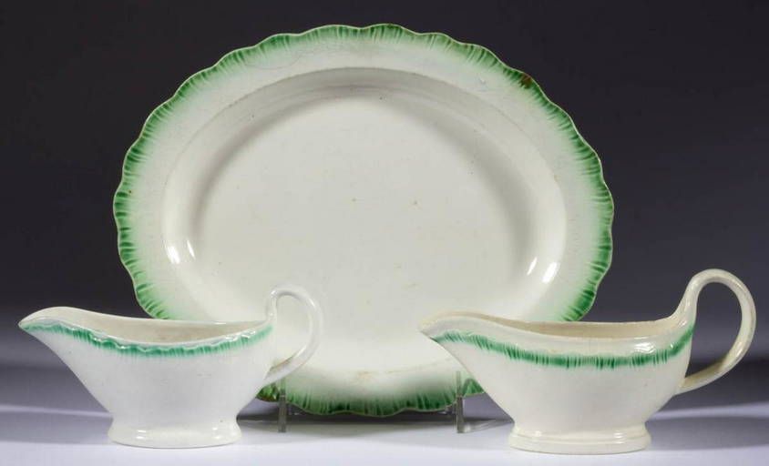 ENGLISH PEARLWARE GREEN SHELL EDGE CERAMIC TABLE (#1366) on Mar 03 ...
