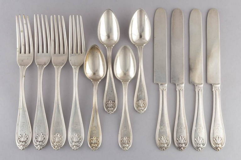 Gorham "josephine" Coin Silver Flatware, Set Of 12