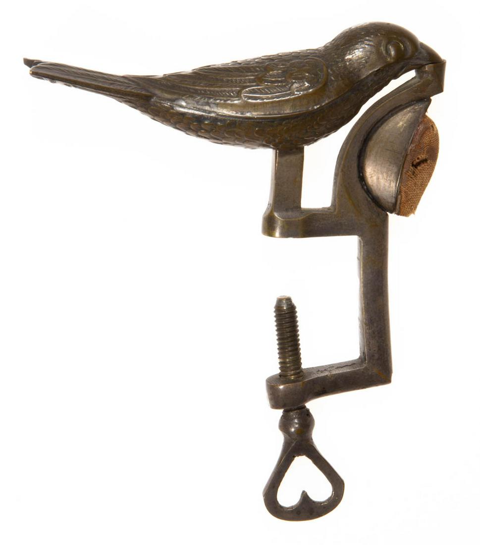 A. GEROULD STAMPED AND CAST-METAL FIGURAL SEWING BIRD CLAMP WITH ...