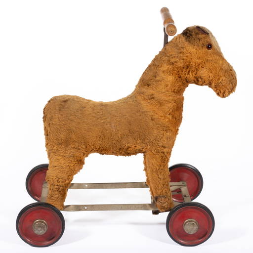Vintage Mohair Stuffed Horse Riding Toy,