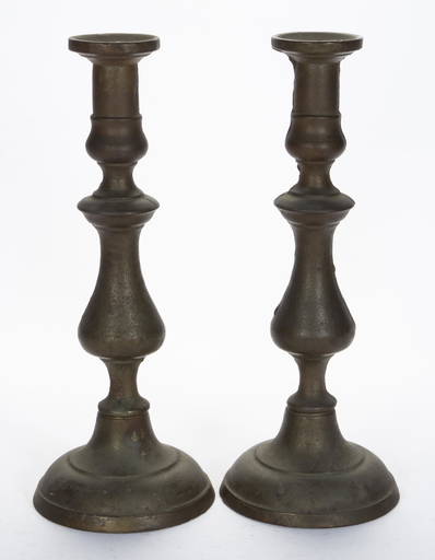Cast Iron Candlesticks, Pair,