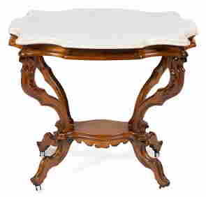 American Rococo Revival Carved Rosewood Turtle Top Center Table - Feb ...