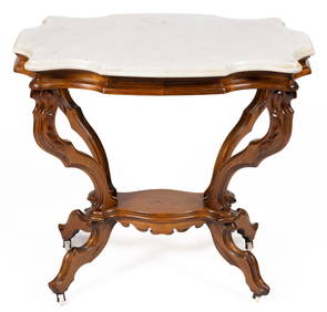 American Rococo Revival Carved Rosewood Turtle Top Center Table - Feb ...