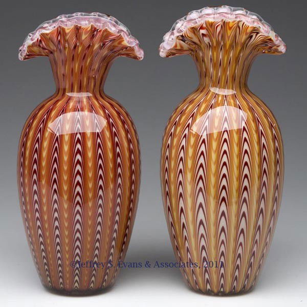 Stevens And Williams Osiris Style Vases, Near Pair