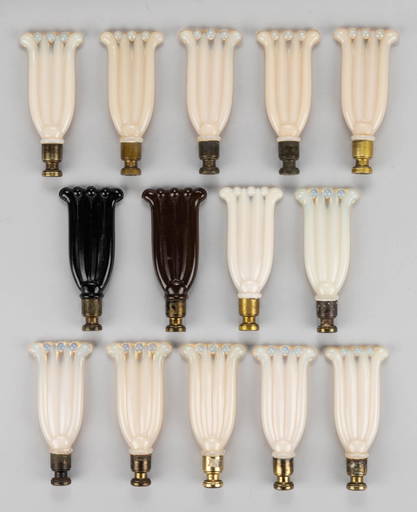 Aladdin Lyre Glass Lamp Finials, Lot Of 14