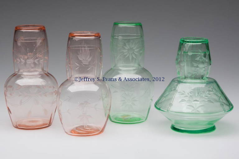 Assorted Engraved Depression Glass Tumble Ups, Lot