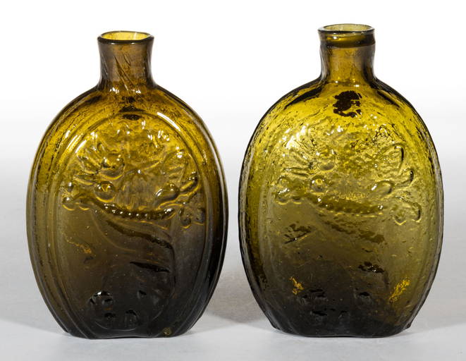 Assorted Pictorial / Historical Glass Flasks, Lot Of Two