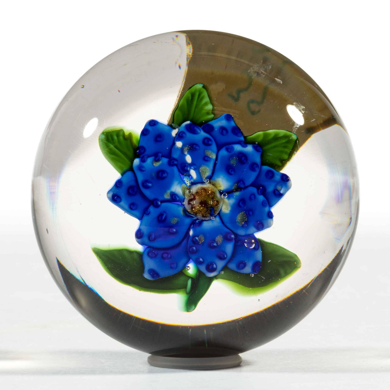 Antique Sandwich / Lutz Poinsettia Lampwork Art Glass Paperweight Auction