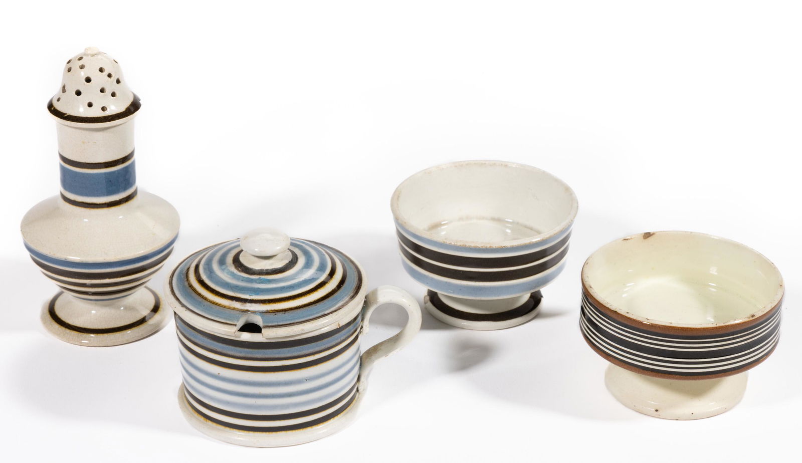 British Dipped Ware / Mocha Ceramic Table Articles, Lot Of Four